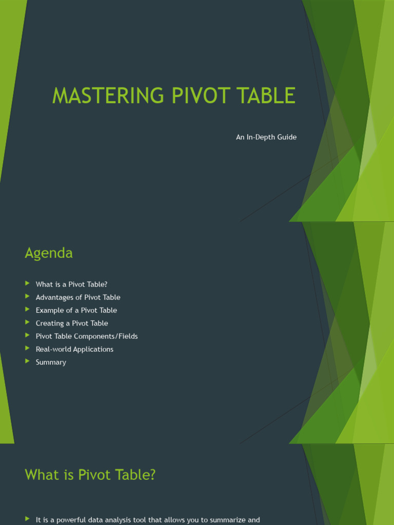 Mastering Pivot Table | PDF