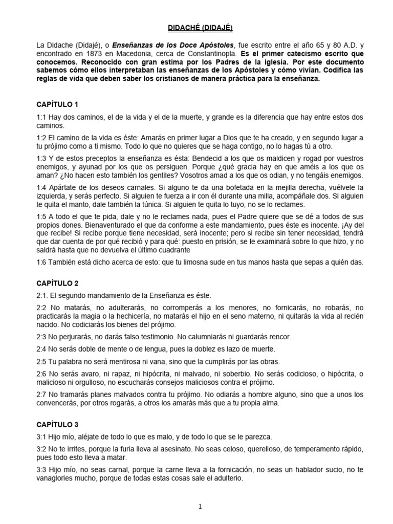 Didajé | PDF | orador del Señor | Profeta