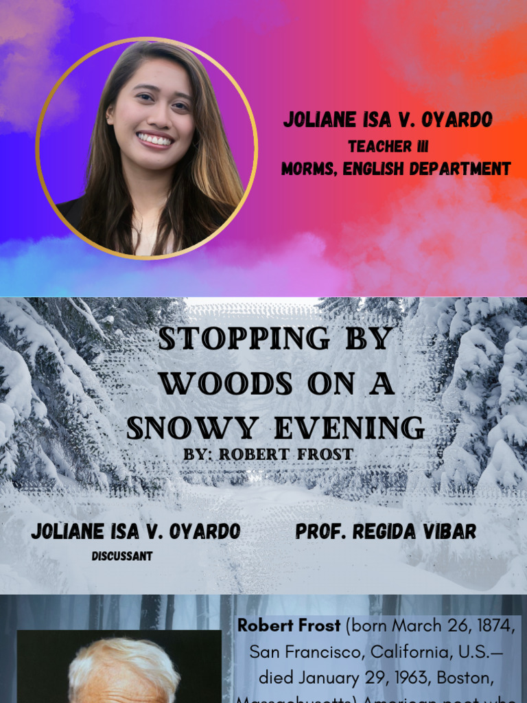Stopping by Woods On A Snowy Evening - Oyardo, Joliane Isa V | PDF | Metre (Poetry) | Phonetics