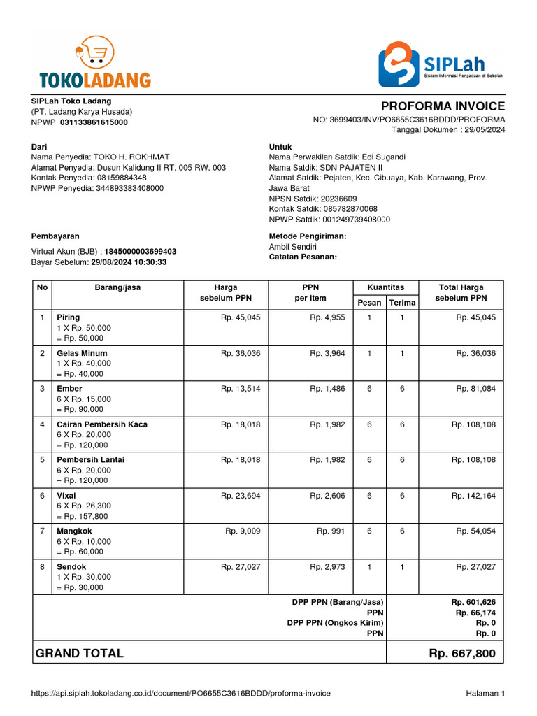 Proforma Invoice Po6655c3616bddd | PDF