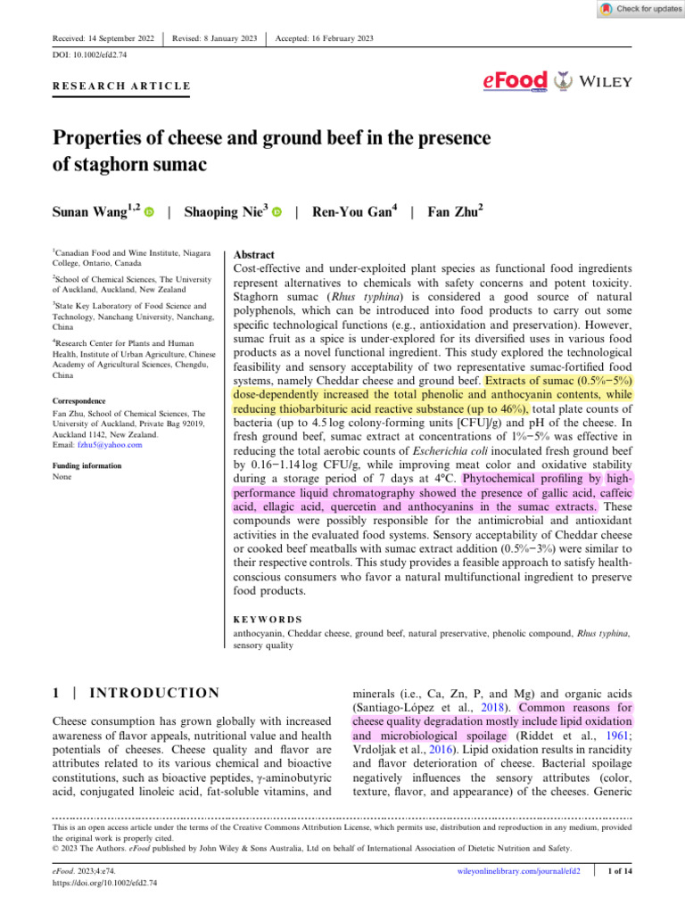 Staghorn Sumac in Cheese and Beef | PDF | Polyphenol | Foods