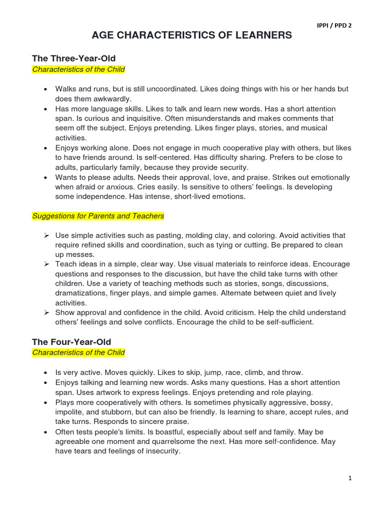 Age Characteristics | PDF | Adolescence | Thought