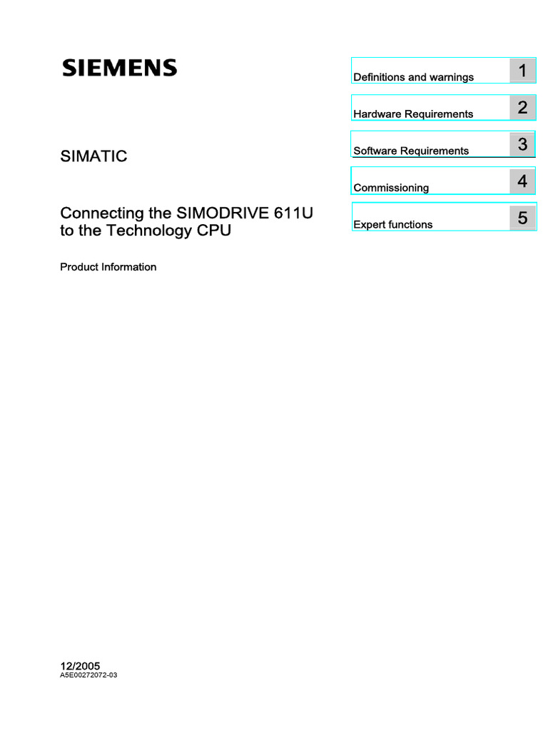 SIMATIC S7 Technology - Connecting SIMODRIVE 611U To The Technology CPU (A5E00272072-03) | PDF ...