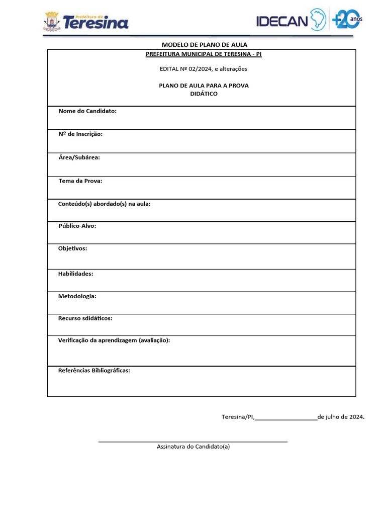 Modelo de Plano de Aula IDECAN | PDF