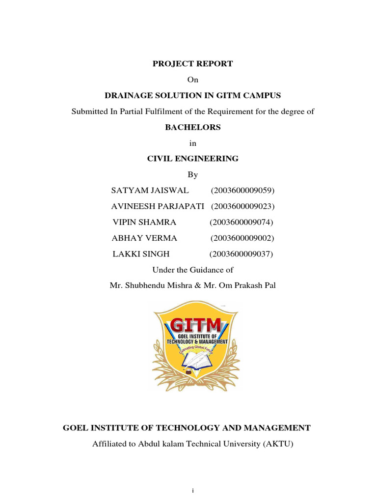 Group Drainage Solution in Gitm Campus | PDF | Flood | Sewage