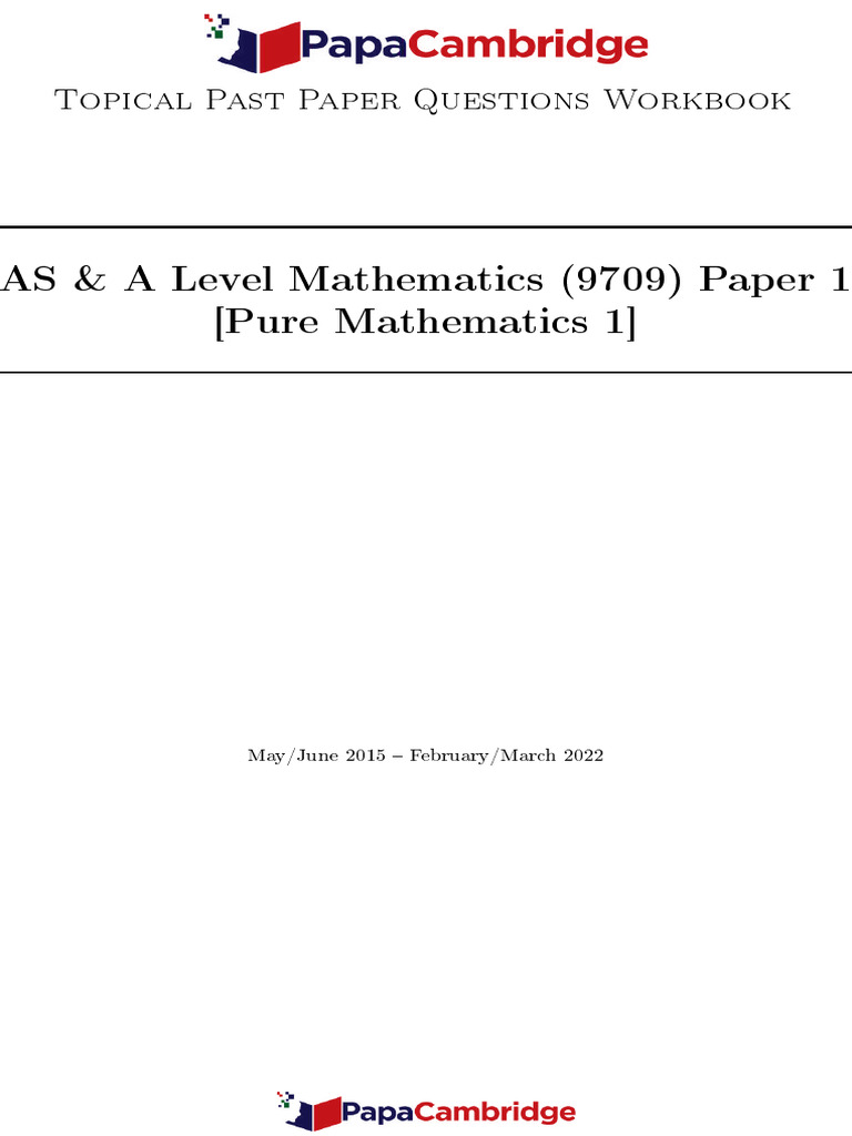 Maths 9709 Paper 1 - Answers (All Topics) | PDF | Mathematics ...