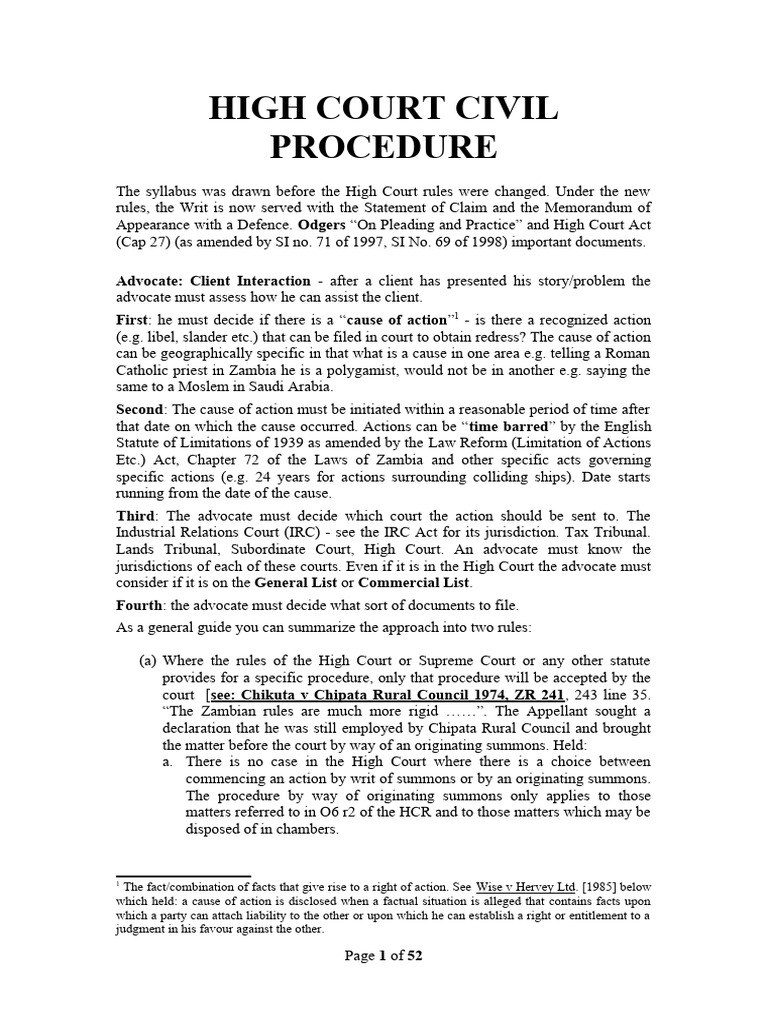 High Court Civil Procedure | PDF | Pleading | Affidavit