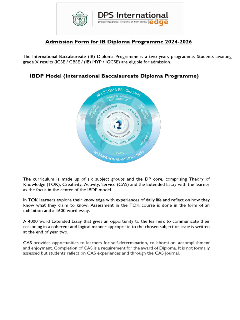 IBDP Subject Option Form 2024-2026 | PDF | Educational Stages