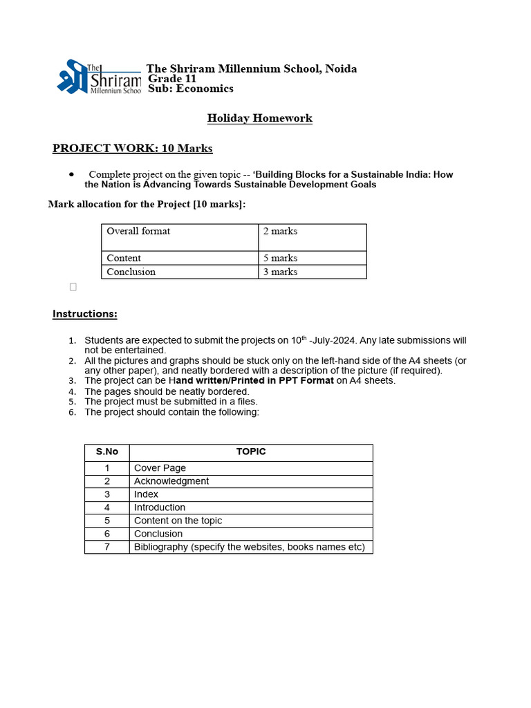 Grade-11-Project Guidelines - 2024-25 | PDF | Sustainability | Economy ...