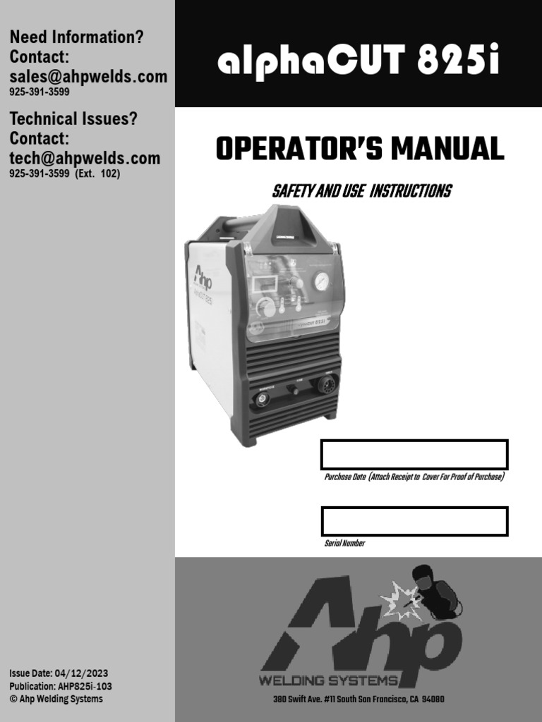 Ahp Alpha Cut 825 | PDF | Welding | Construction