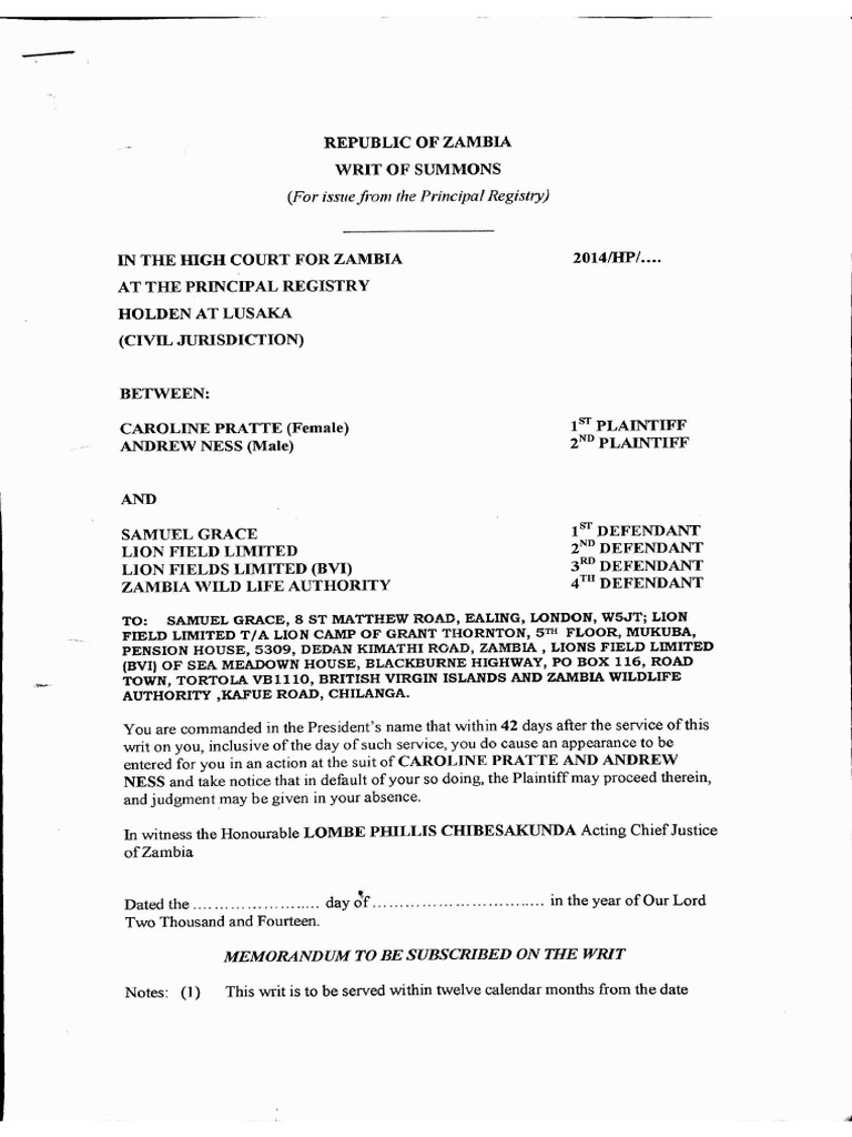 Writ of Summons | PDF