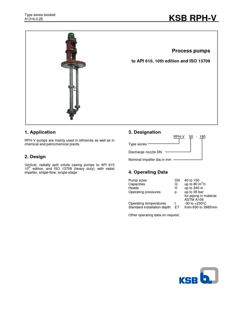 RPH V - Technical Catalogue | PDF | Pump | Manufactured Goods