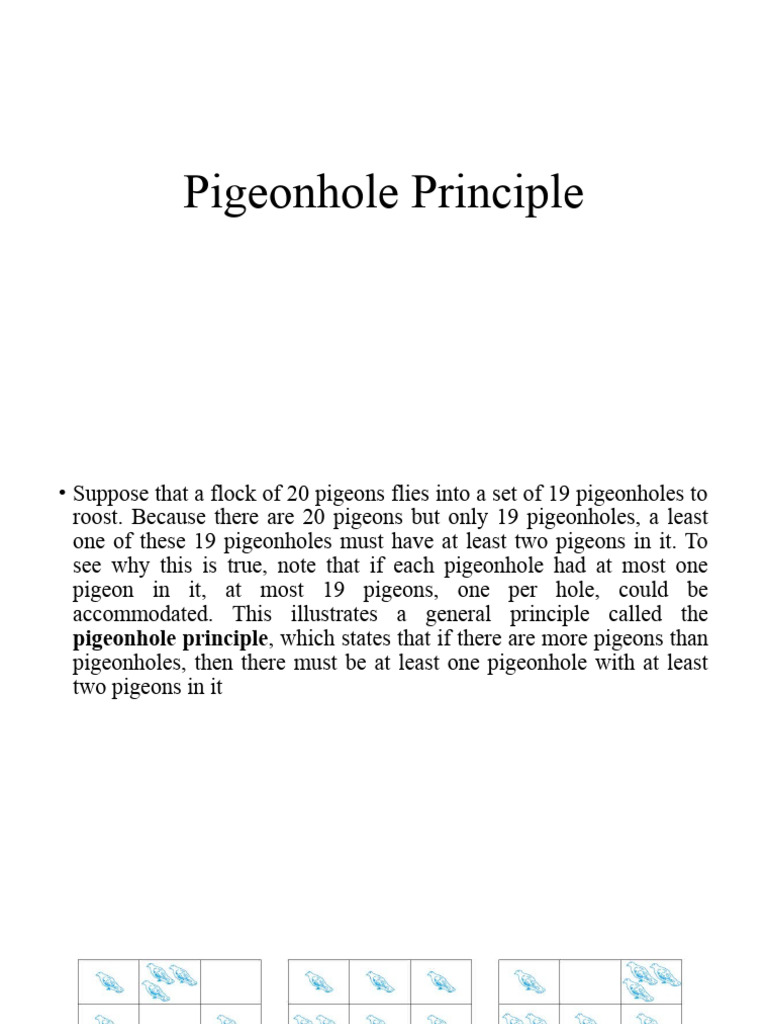 Pigeonhole Principle | PDF | Discrete Mathematics | Mathematical Concepts