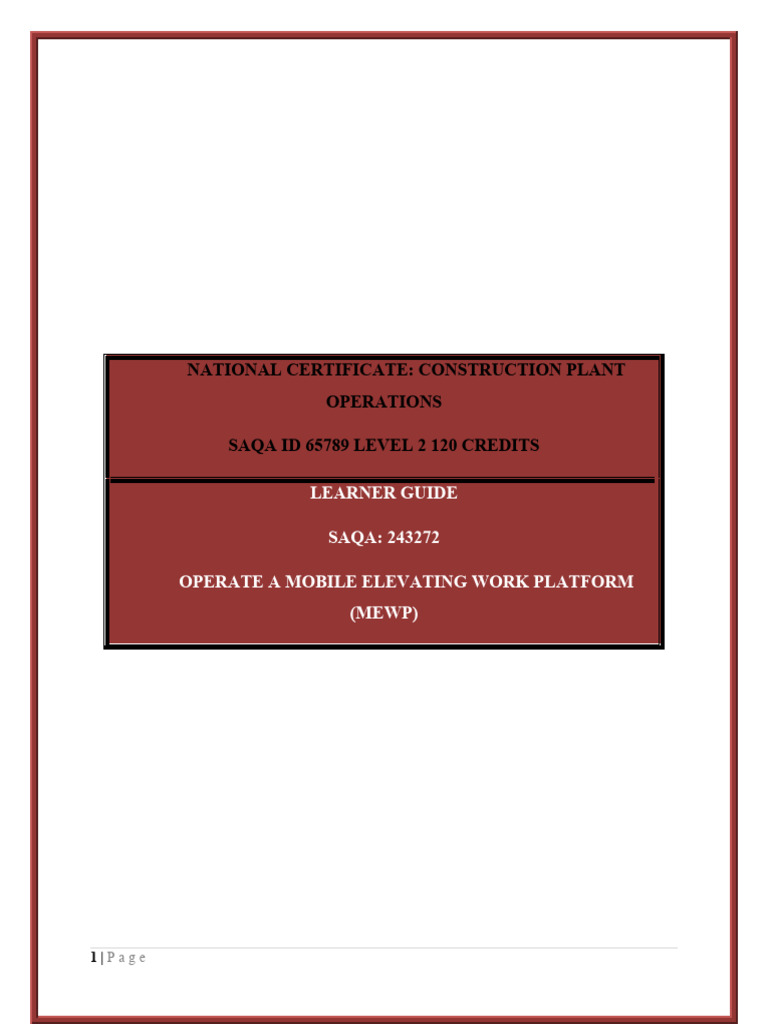 Saqa - 243272 - Learner Guide Mewp | PDF | Business
