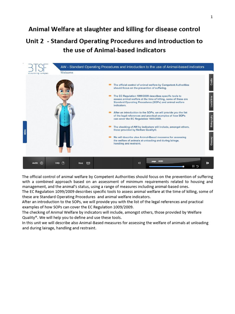 BTSF - AW - U02 - EN Animal Welfare at Slaughter and Killing For Disease Control 2 | PDF ...