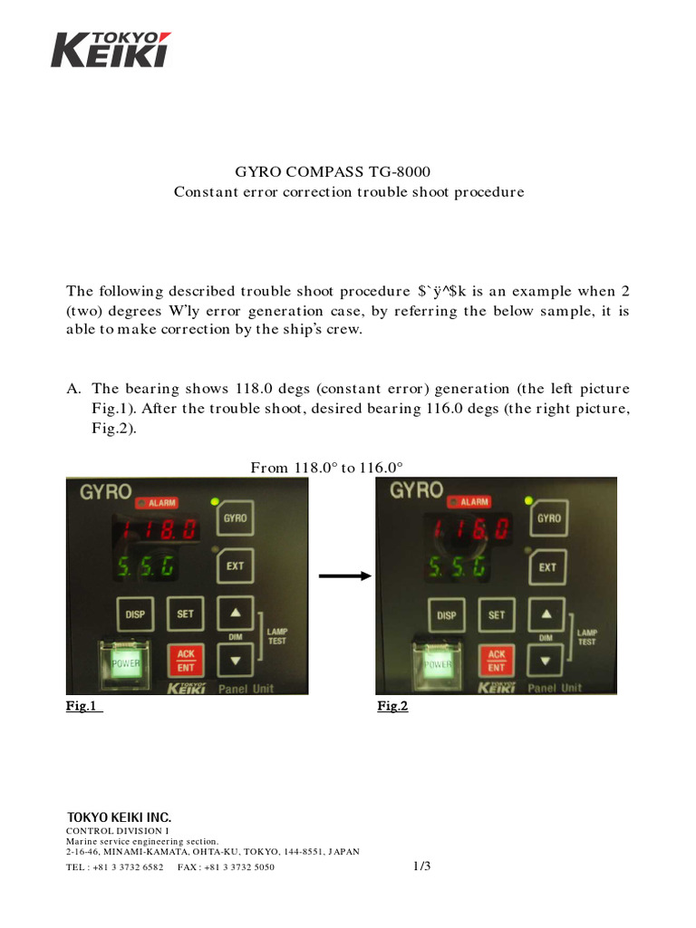 【For ships】TG-8000 Constant Error Trouble Shoot Procedure | PDF