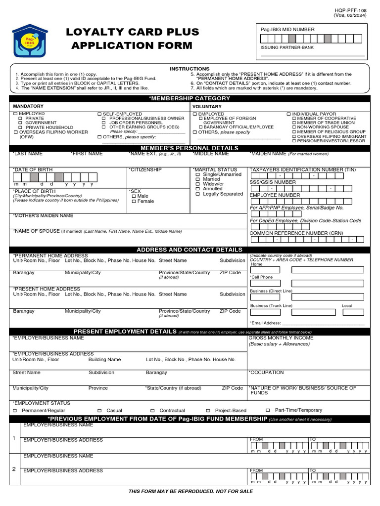 PFF108 LoyaltyCardPlusApplicationForm V08 | PDF | Identity Document ...
