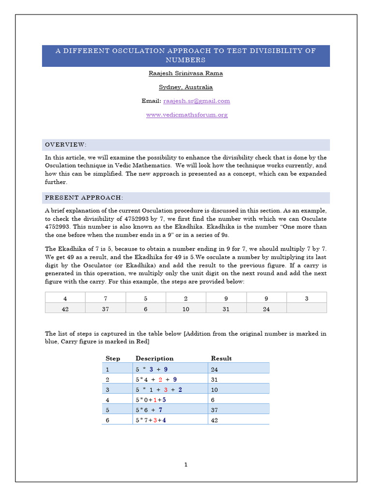 A Different Osculation Approach To Test Divisibility of Numbers-1 | PDF ...