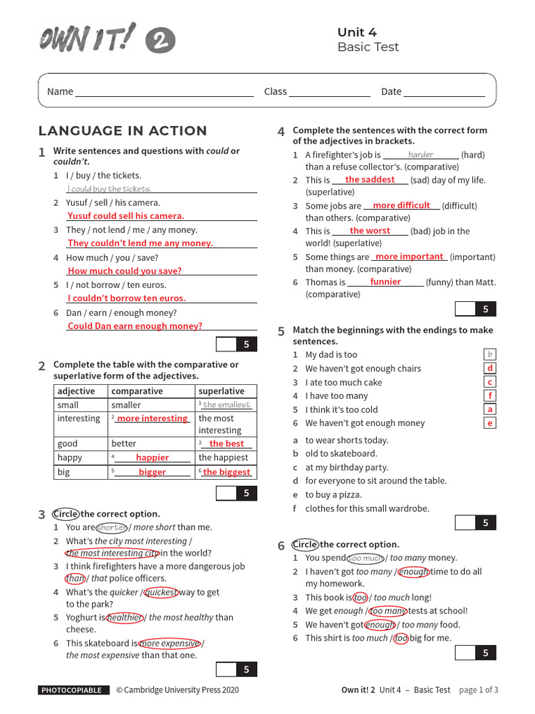 Unit4 Basic Test With Answers | PDF
