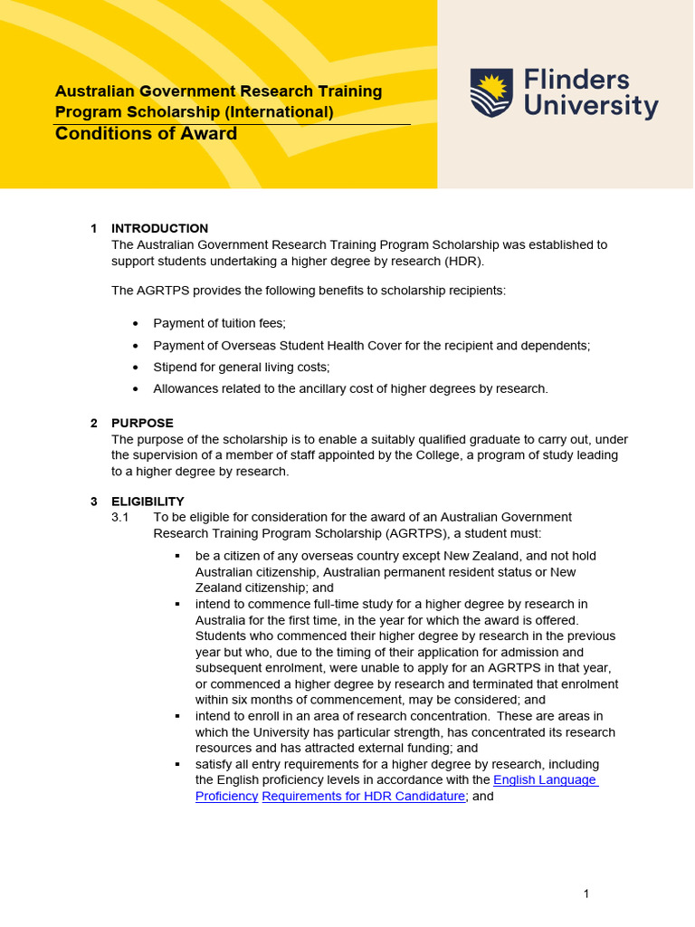Agrtps International Conditions Award 2024 PDF Postgraduate