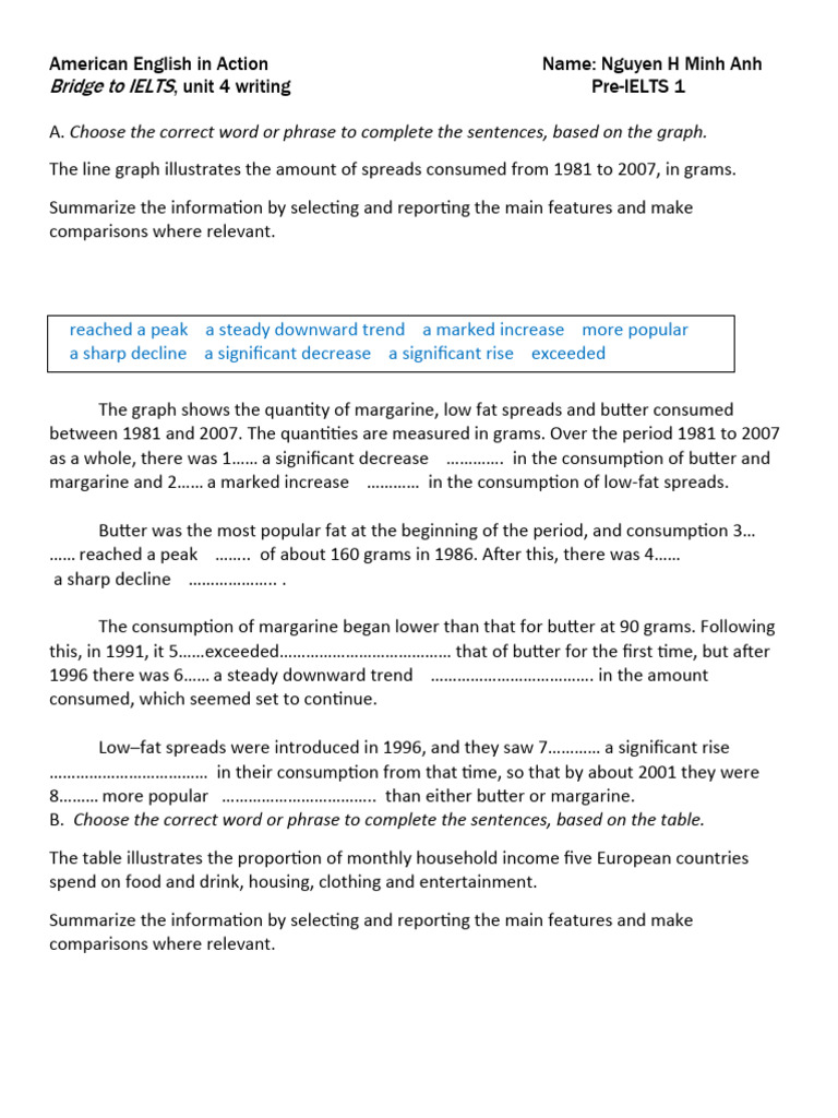 unit 4 writing Task 1 gap fill | PDF | Margarine | Economies