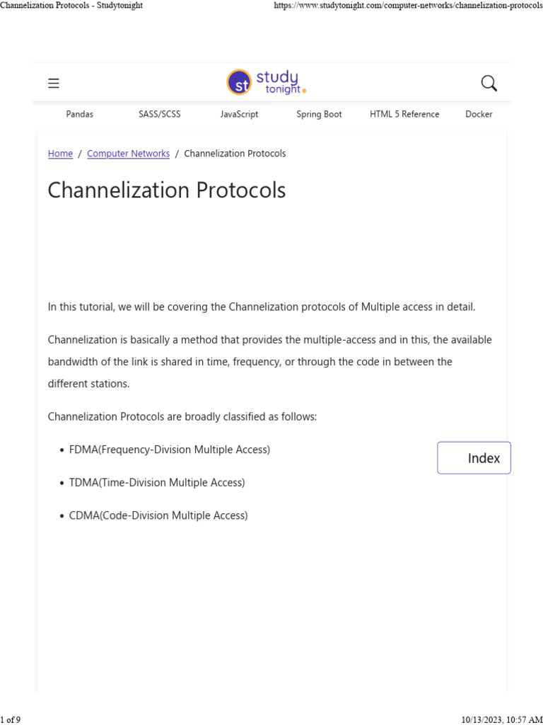 Channelization Protocols - Studytonight | PDF | Channel Access Method ...