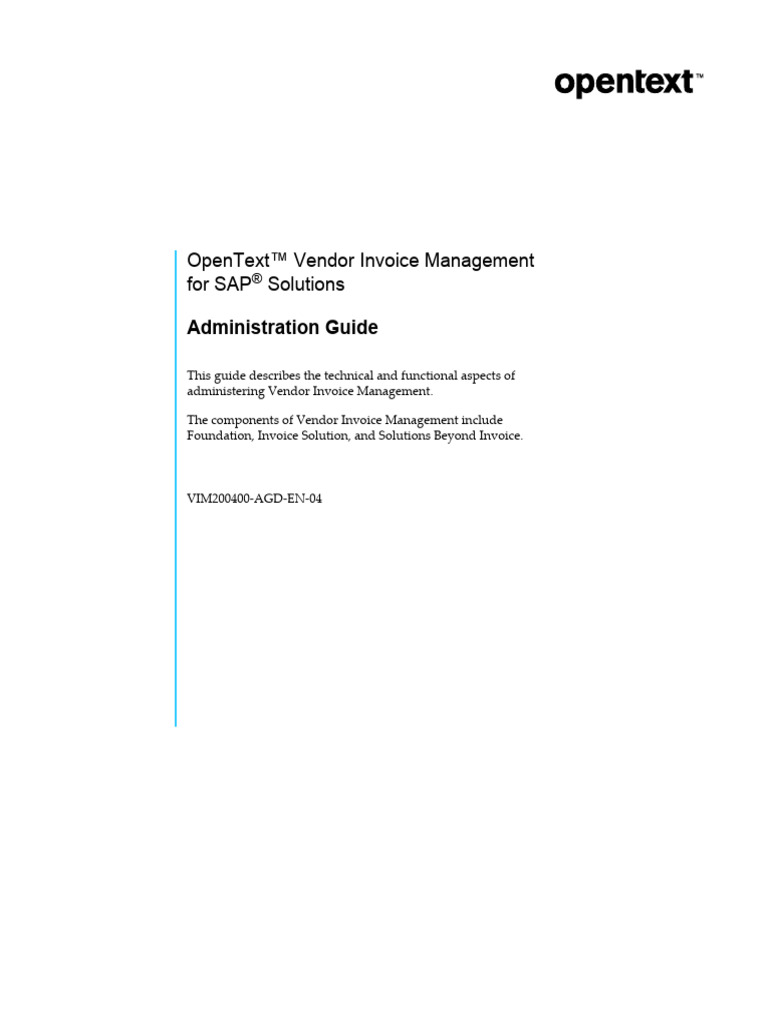 OpenText VIM for SAP Administration Guide | PDF | Metadata | Computing