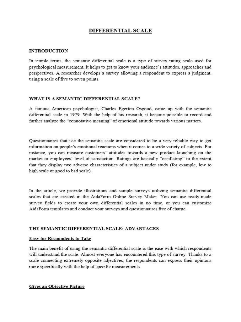 Differential Scale | PDF | Survey Methodology | Psychology