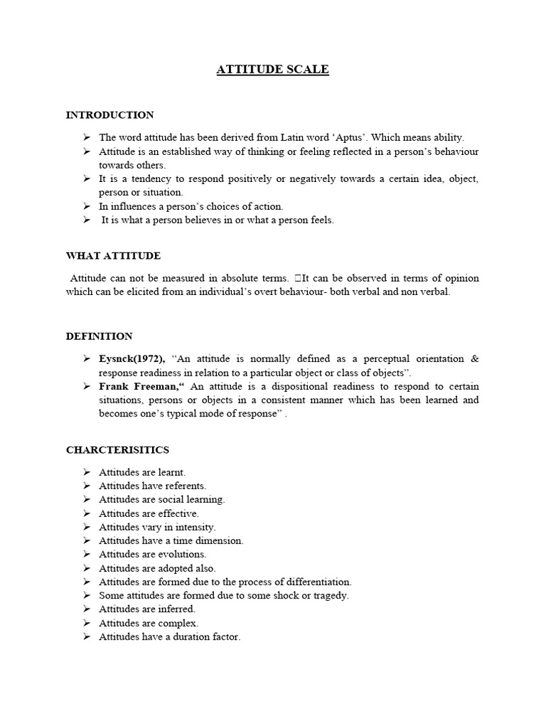 Attitude Scale | Download Free PDF | Attitude (Psychology) | Psychology