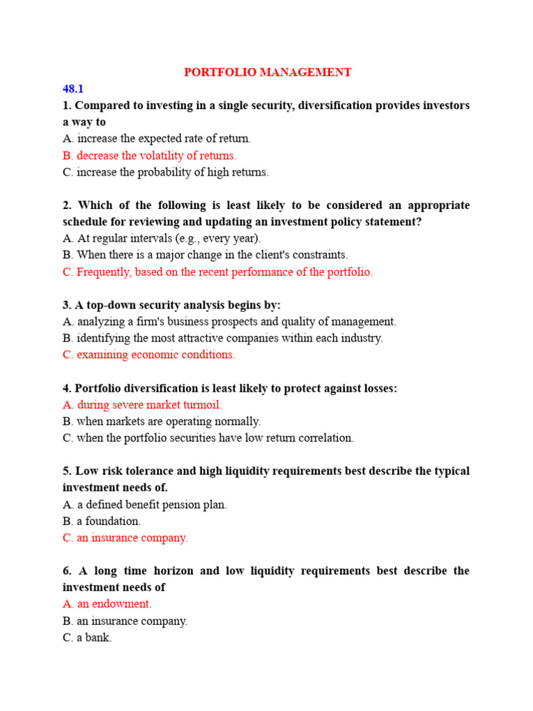 Portfolio Management | PDF | Investing | Capital Asset Pricing Model