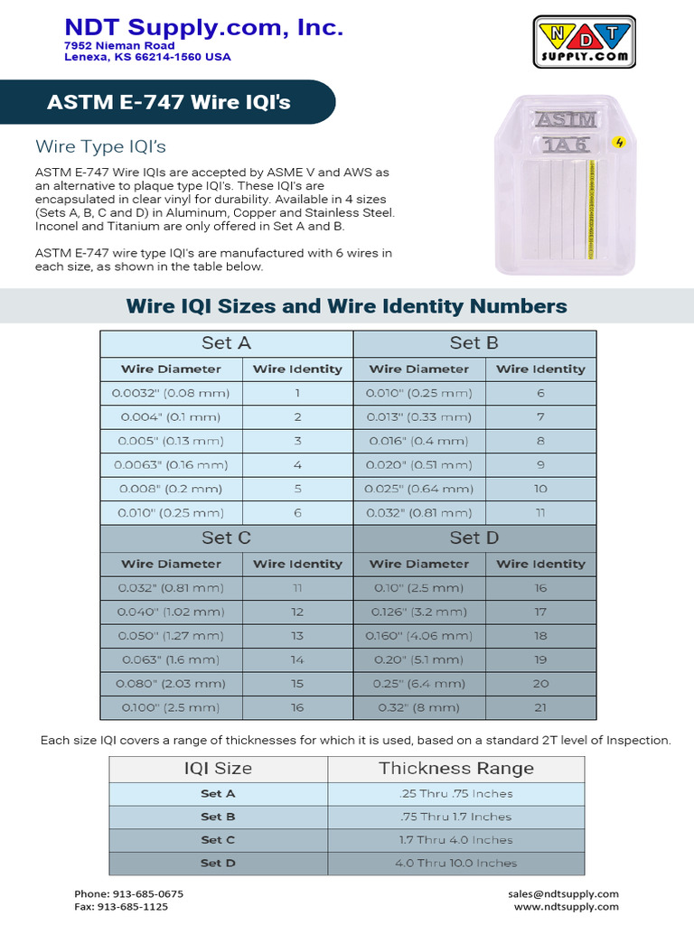 ASTM E-747 Wire IQI Overview | PDF
