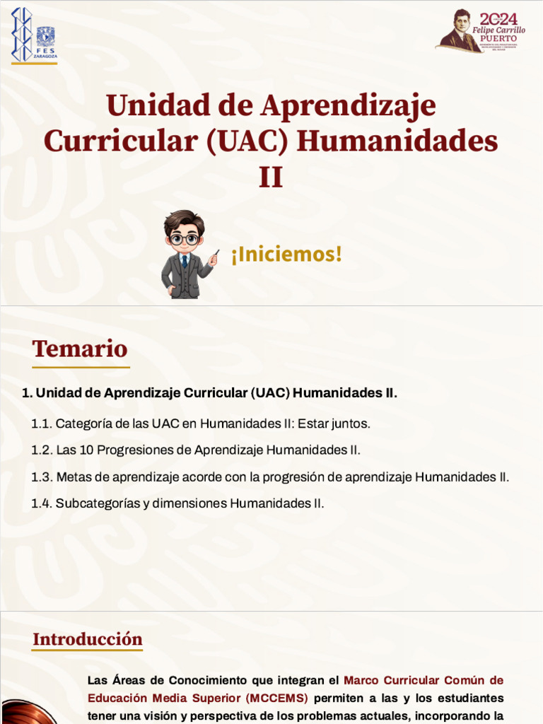 Tema 1 Unidad 1 Unidad de Aprendizaje Curricular (UAC) Humanidades II | PDF | Aprendizaje ...