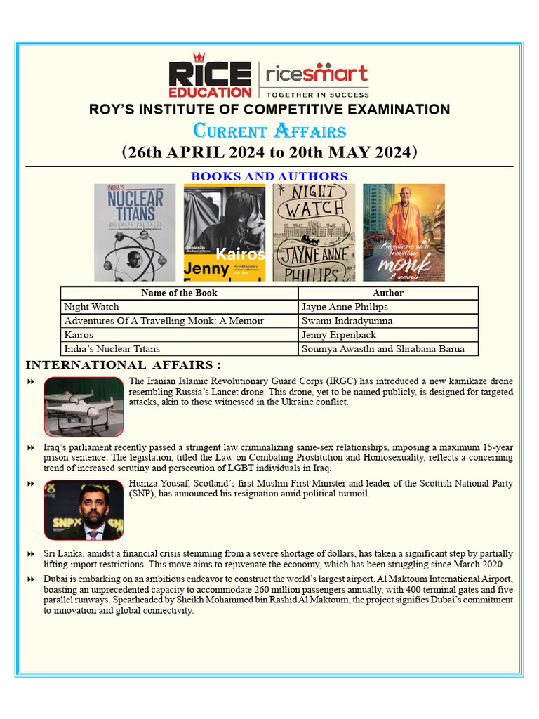 Current Affairs MAY 2024 (Pictorial) | PDF