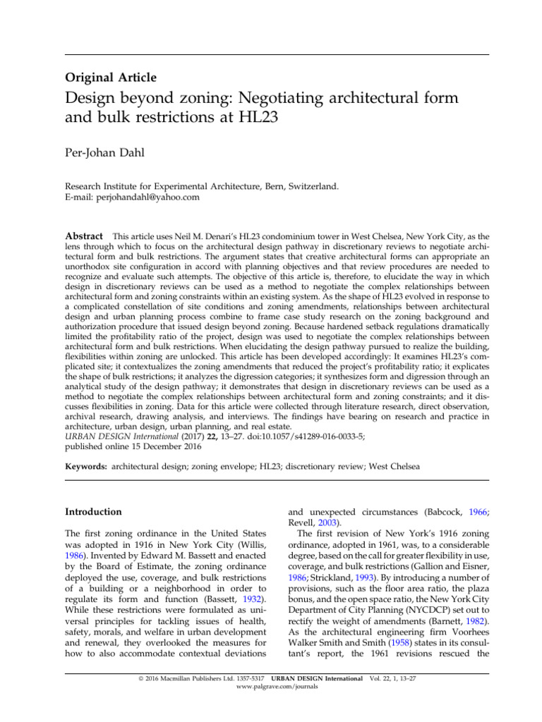 Design Beyond Zoning: Negotiating Architectural Form and Bulk ...