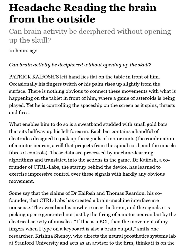 Reading The Brain From The Outside - Headache1 | PDF ...