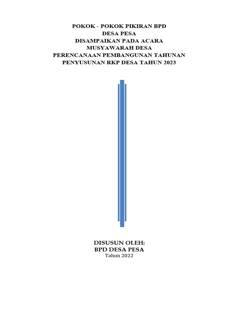 pokok pikiran BPD dalam penyusunan RKPDesa 2023 | PDF