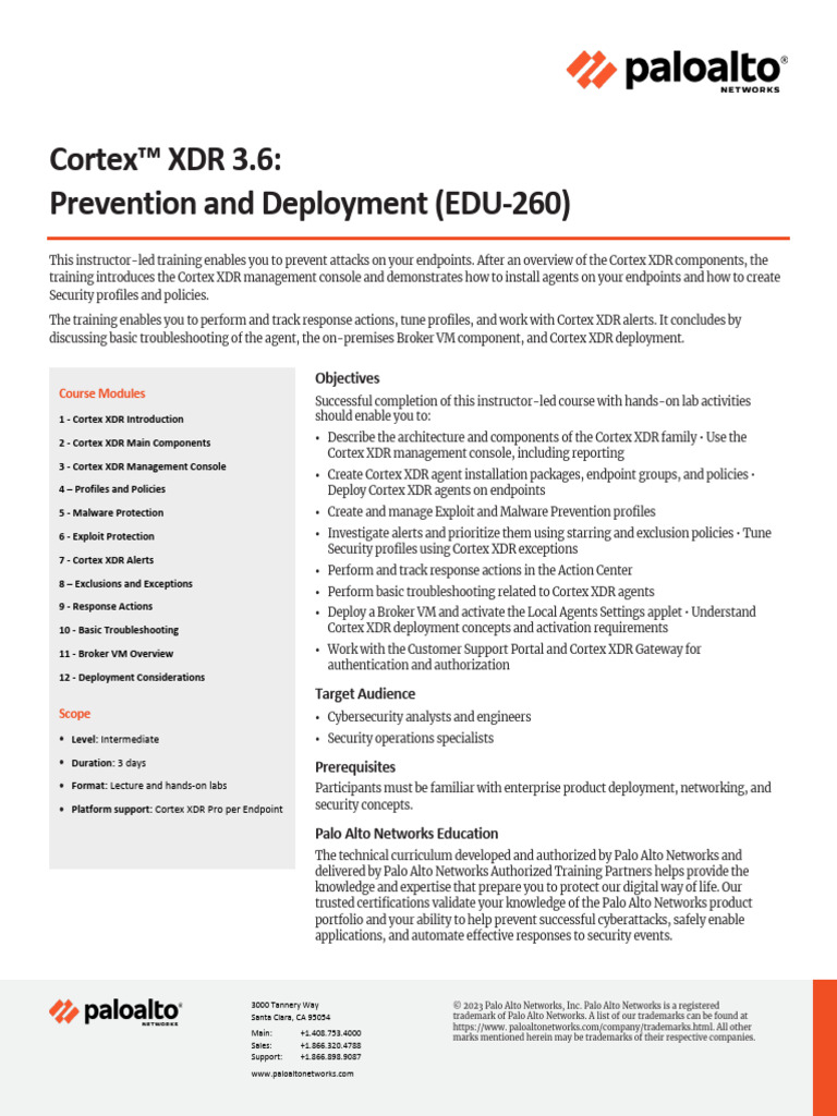 Edu 260b Cortex XDR 3 | PDF | Security | Computer Security