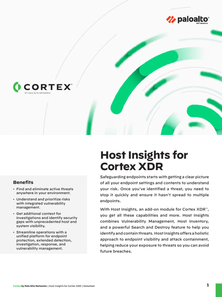 Host Insights For Cortex Datasheet | PDF | Vulnerability (Computing) | Computer Security