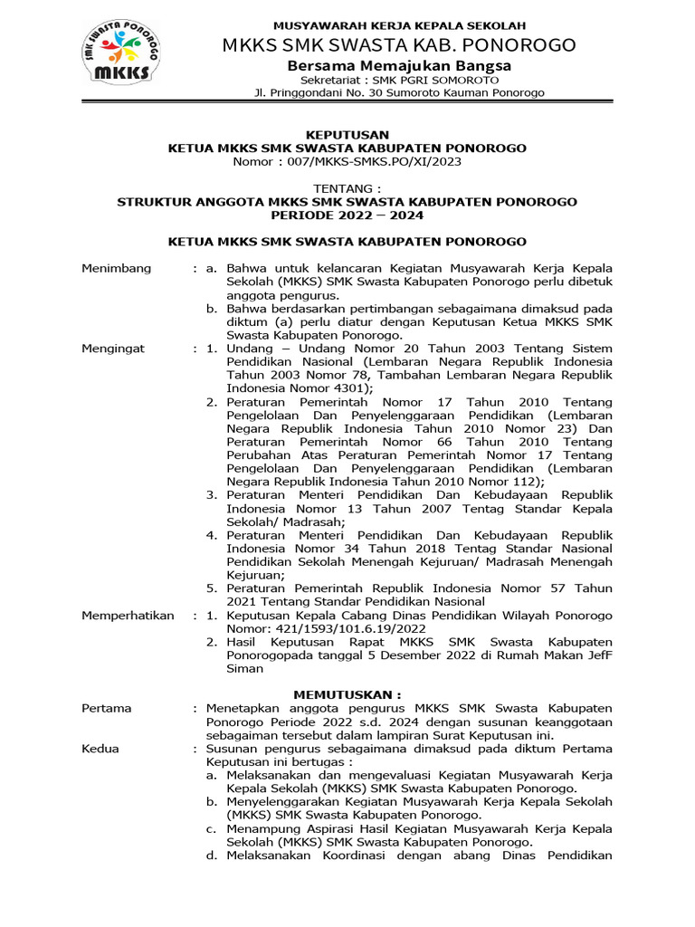 SK Pengurus Mkks 007 | PDF