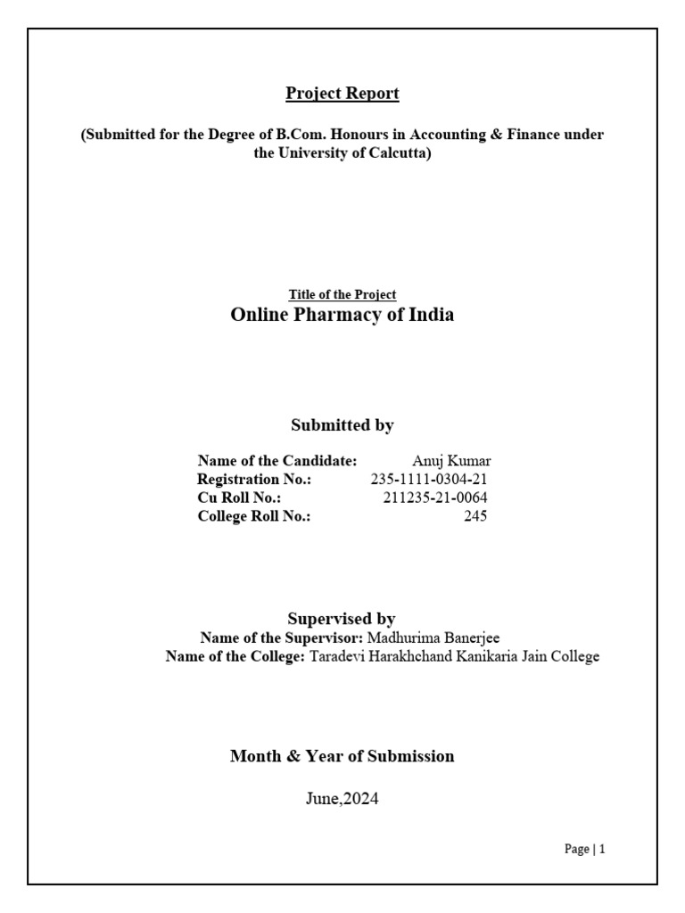 Online Pharmacy of India-Anuj Kumar | PDF | Pharmacy | Prescription Drugs