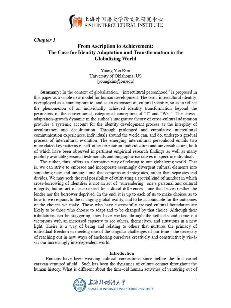 From Ascription To AchievementThe Case For Identity Adaptation and ...