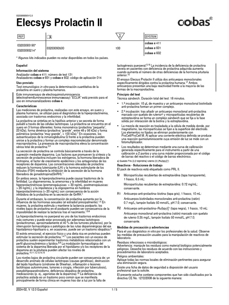 Insert - Elecsys Prolactin II.03203093500.V12.es | PDF | Sistema endocrino