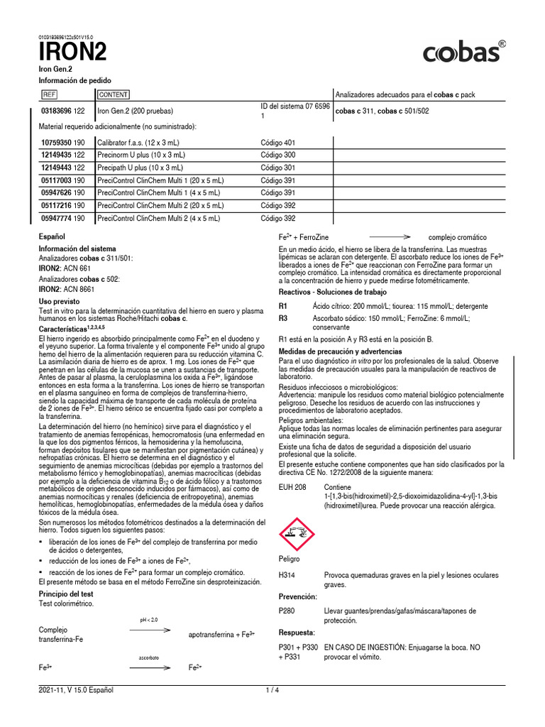 Análisis de Hierro en Suero y Plasma | PDF | Calibración | Hierro