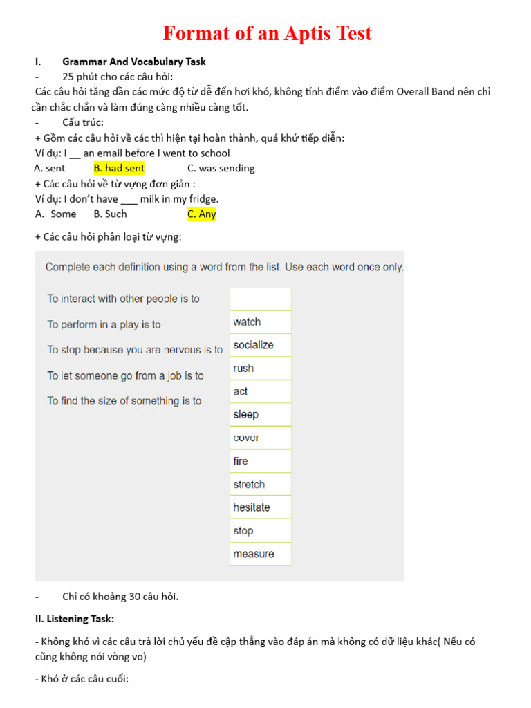 Format of An Aptis Test | PDF