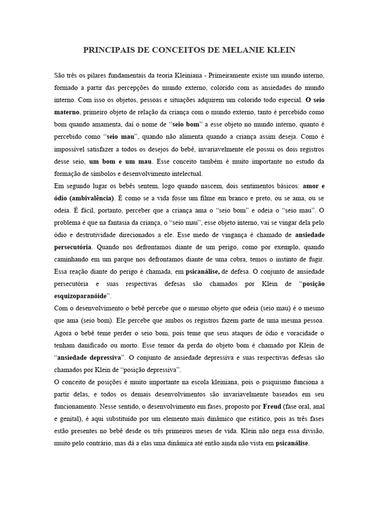 Principais de Conceitos de Winnicott | PDF | Ciências comportamentais ...