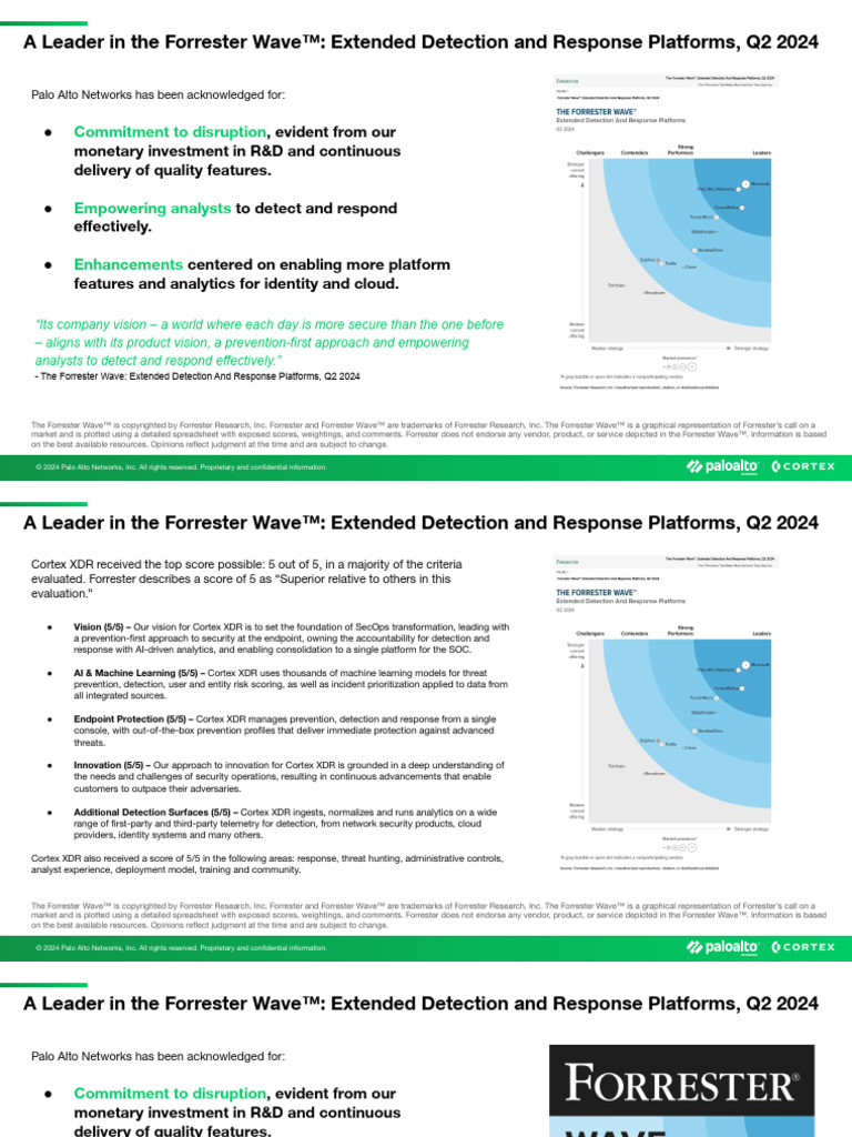 Forrester Wave Leader: Cortex XDR 2024 | PDF | Machine Learning | Computing