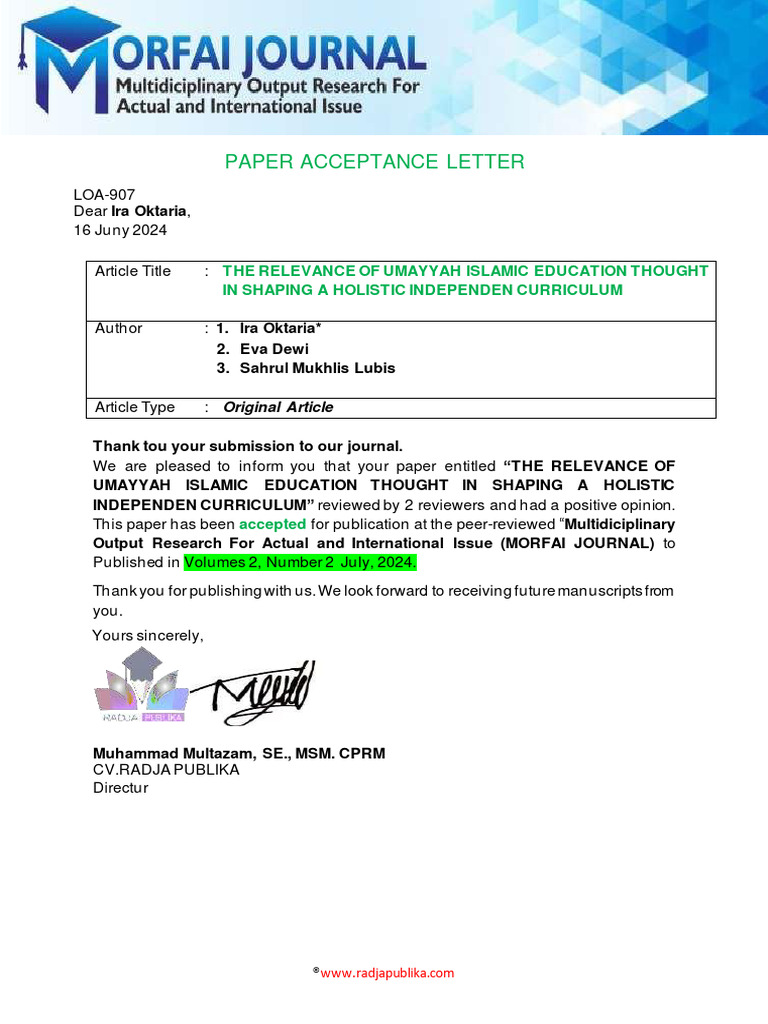 LOA - & - INVOICE - MORFAI - Ira Oktaria - Juli - 2024 | PDF