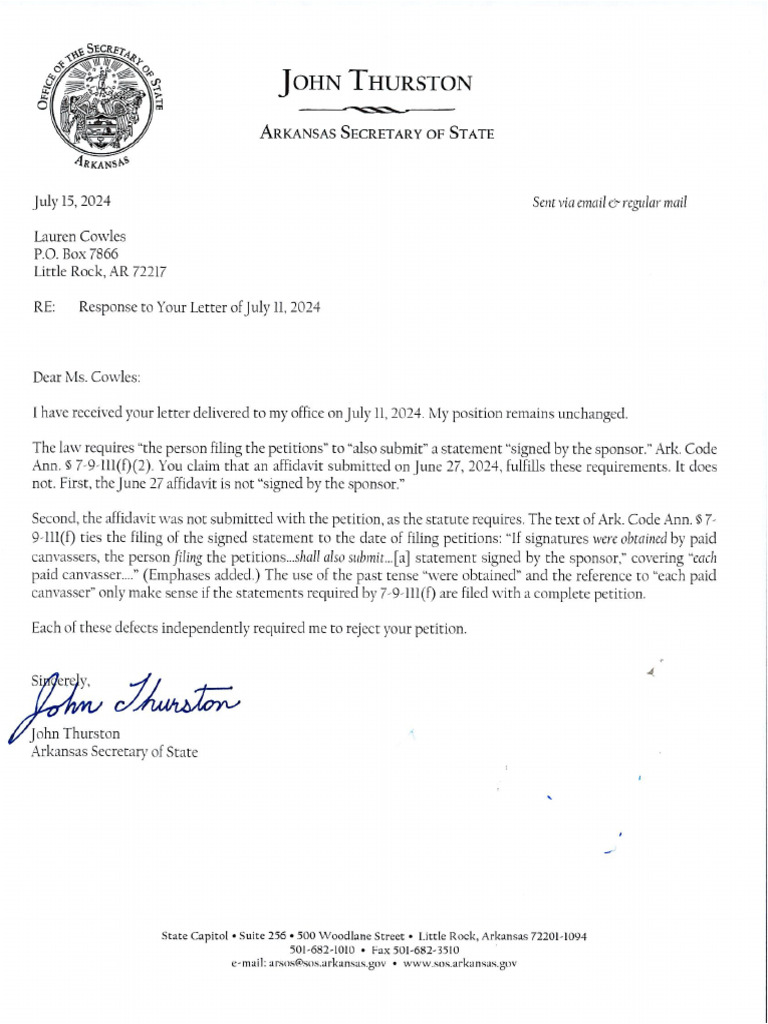 Abortion Amendment - Responsive Letter 7-15-2024 | PDF