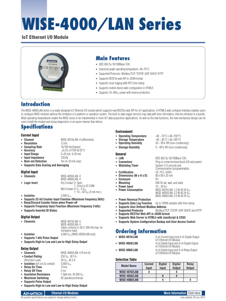 WISE-4000-datasheet | PDF | Relay | World Wide Web