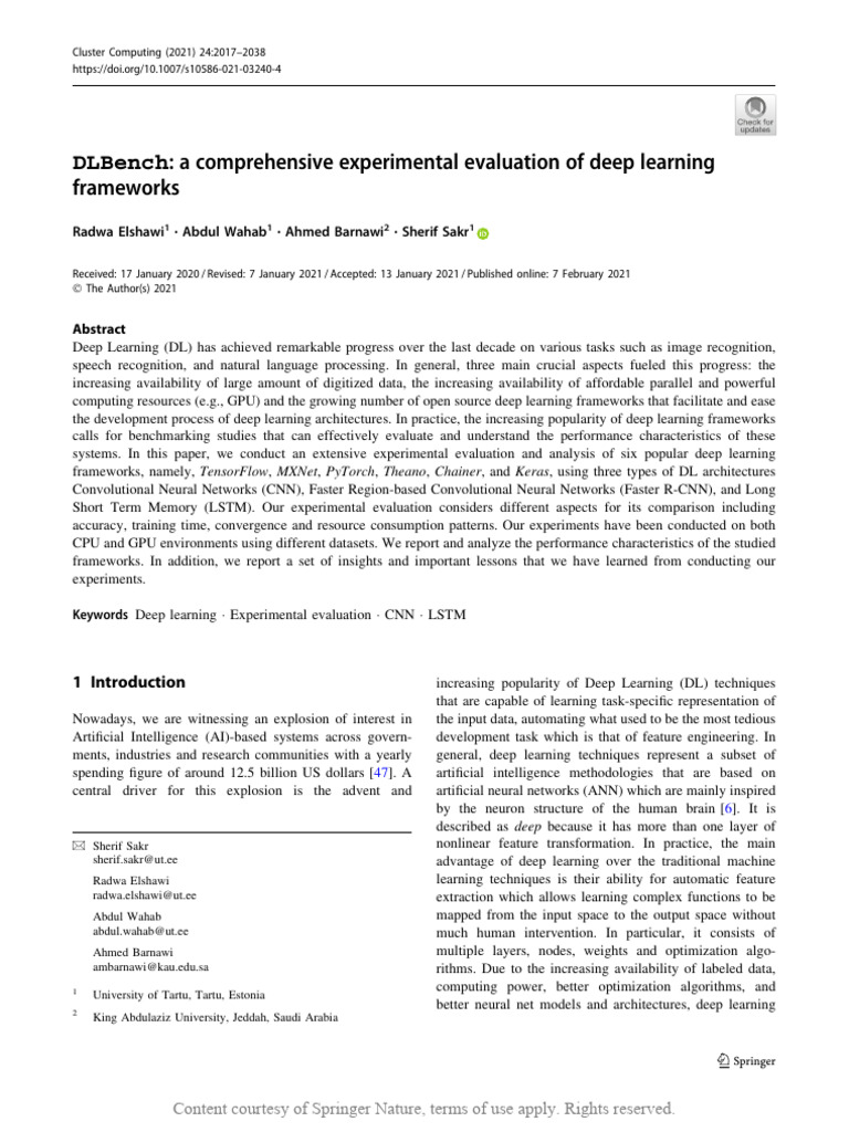 DLBench A Comprehensive Experimental Evaluation of | PDF | Deep ...